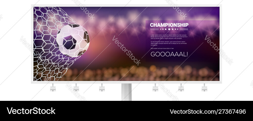 Billboard with banner moment with ball in net Vector Image