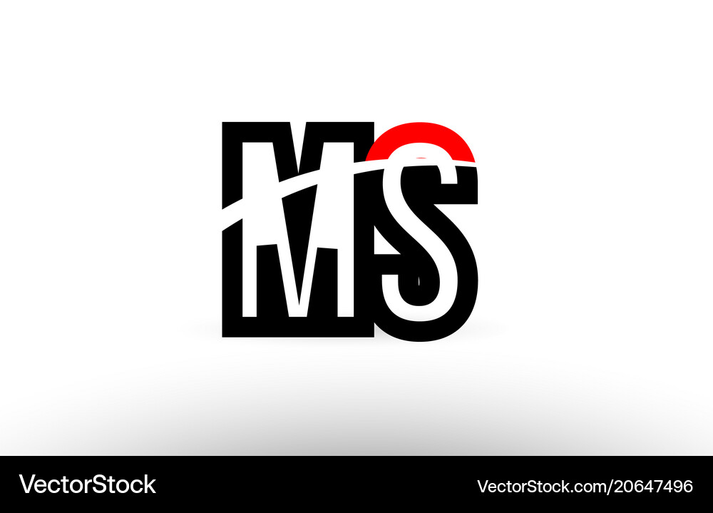 Black white alphabet letter ms m s logo icon Vector Image