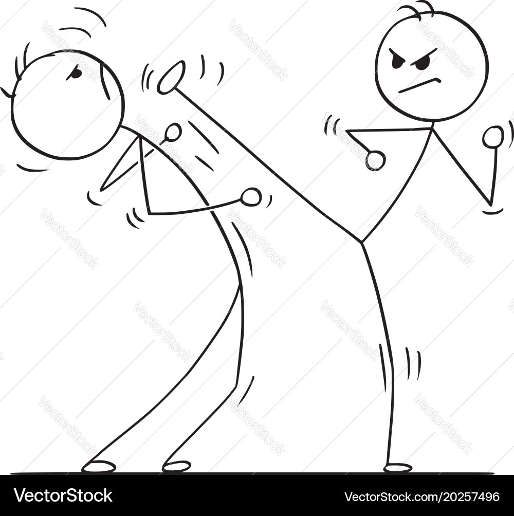 Cartoon karate or kung fu fight or training Vector Image