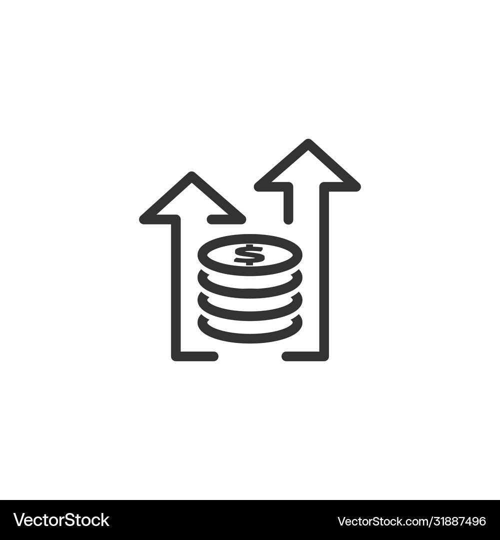 Dollar rate increase icon money symbol Royalty Free Vector