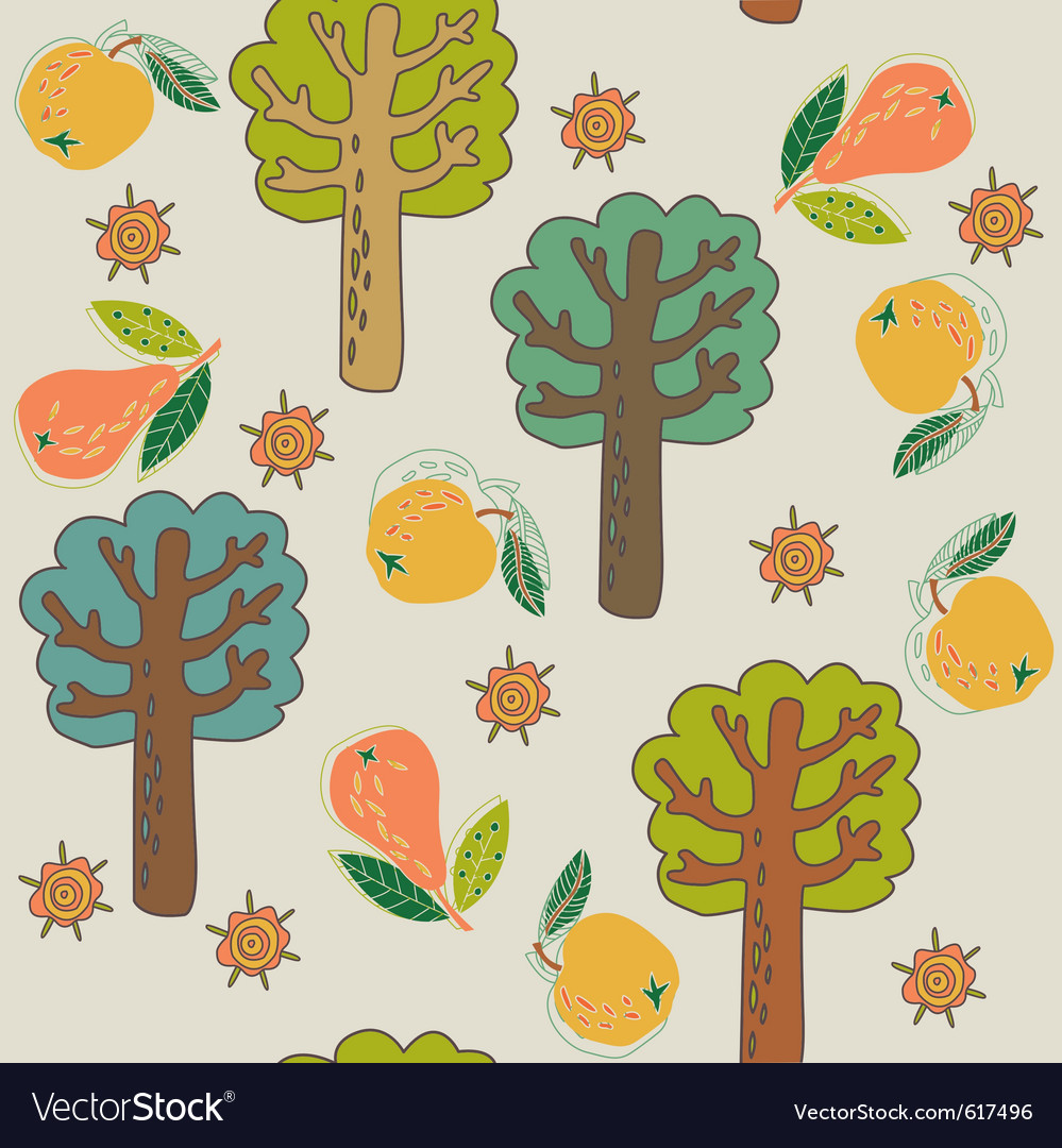 Fruits in forest pattern Royalty Free Vector Image