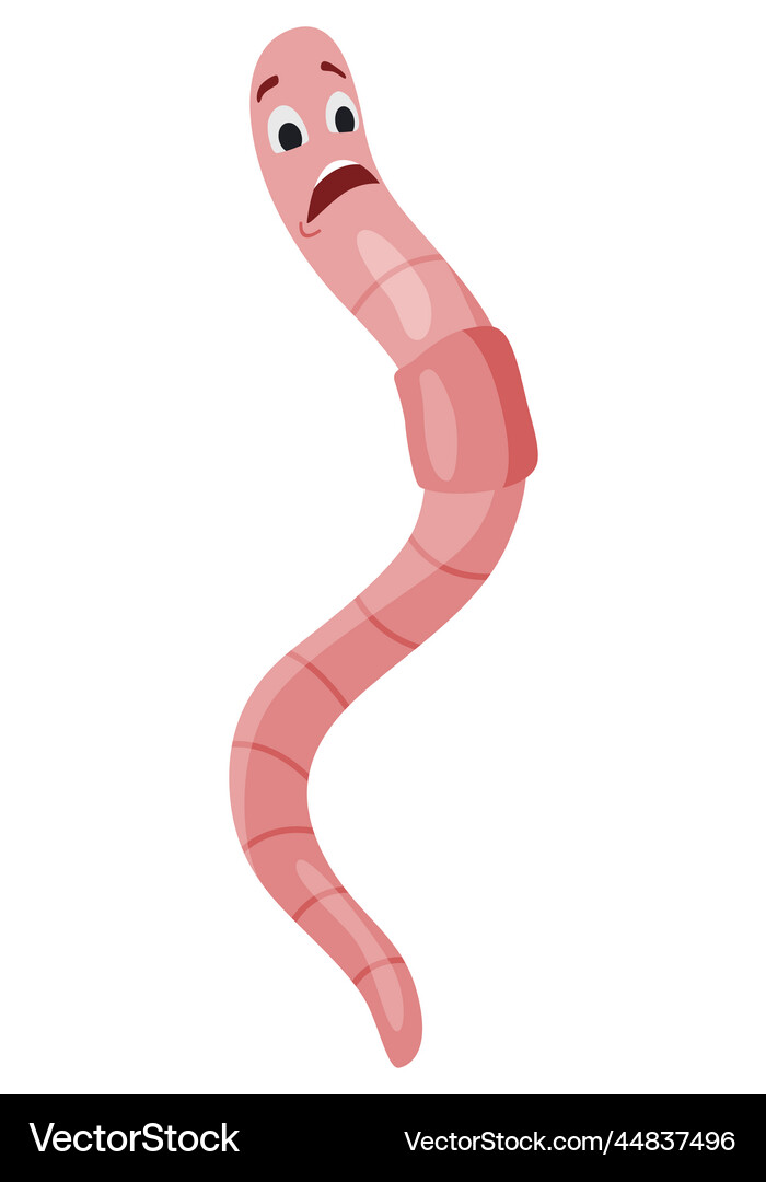 Funny worm pink crawler amazemented earth worm Vector Image