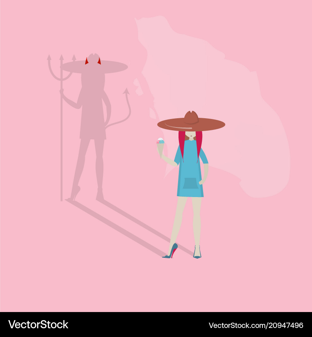 Girl with a shadow of the devil Royalty Free Vector Image