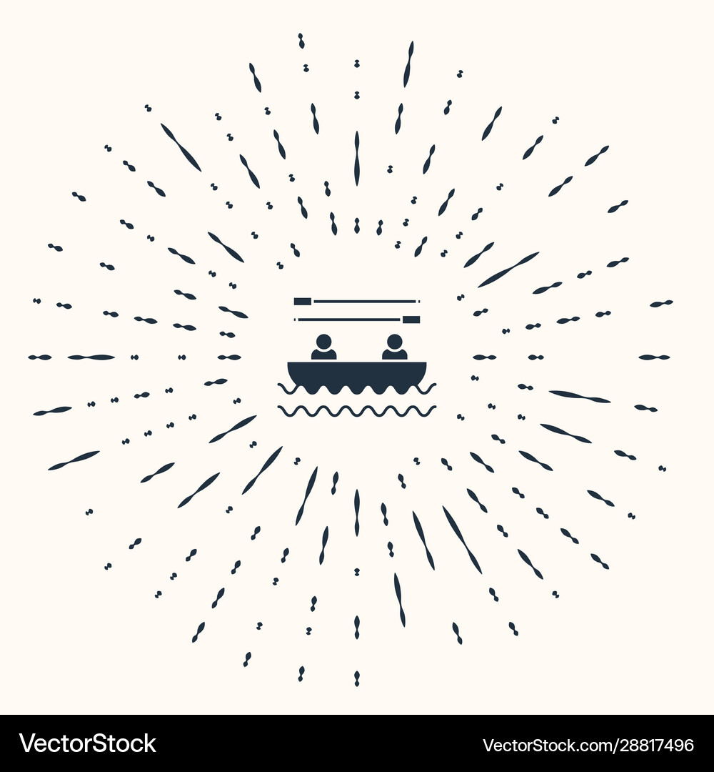 Grey boat with oars and people icon isolated Vector Image