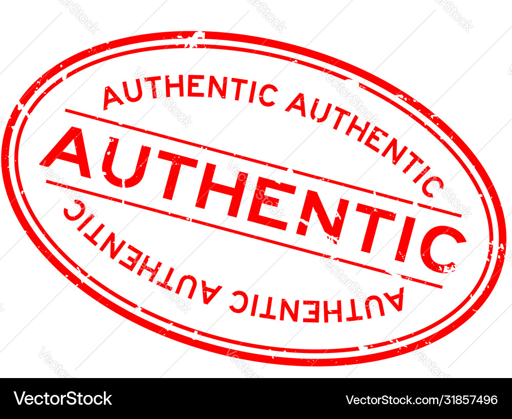 Grunge red authentic word oval rubber seal stamp Vector Image