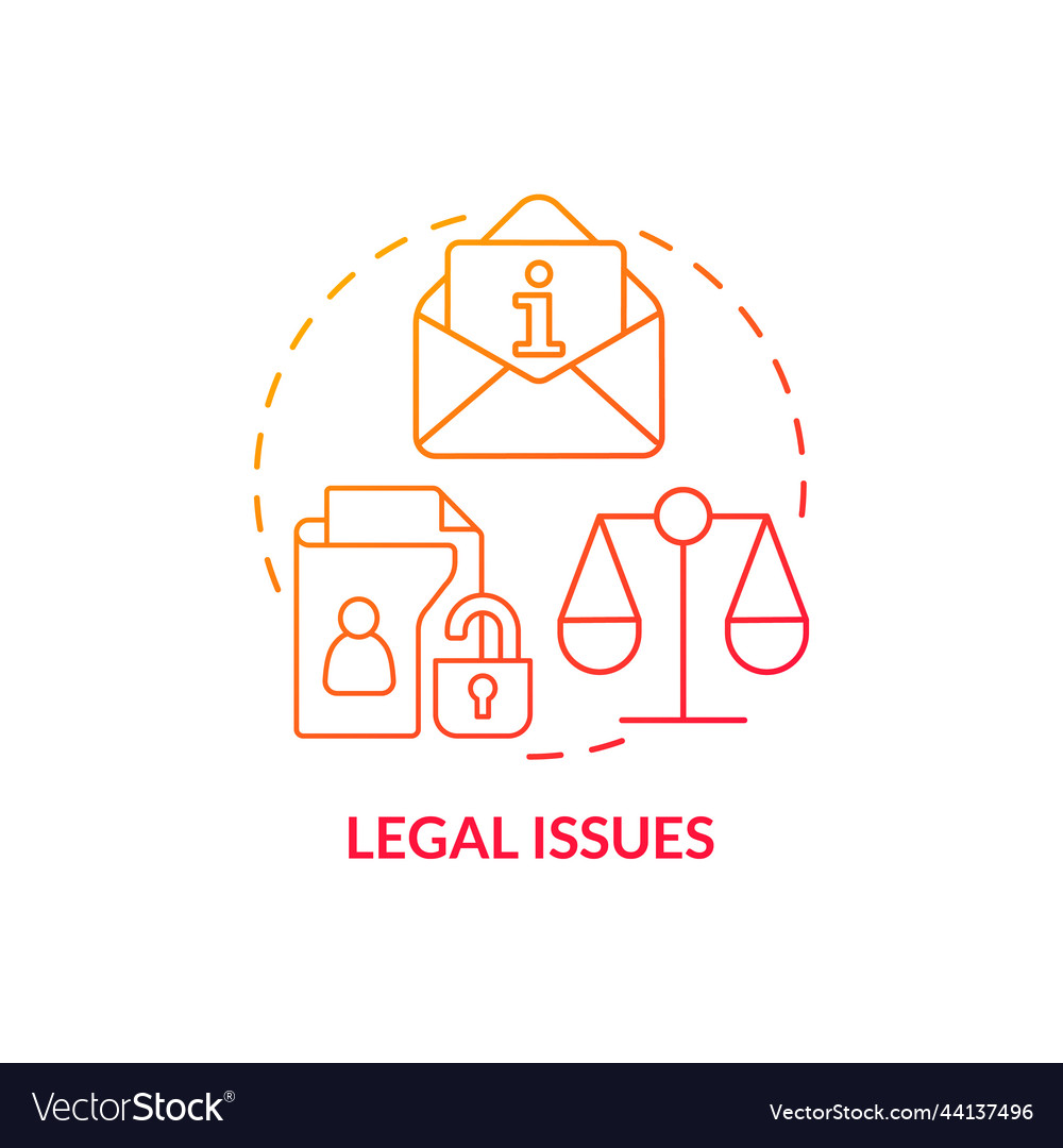 Legal issues red gradient concept icon Royalty Free Vector