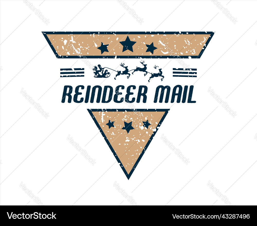 Reindeer mail north pole rubber stamp design Vector Image