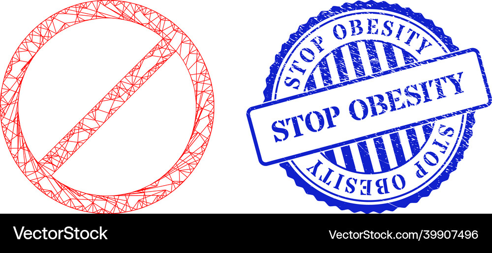 Scratched stop obesity badge and network cancel Vector Image