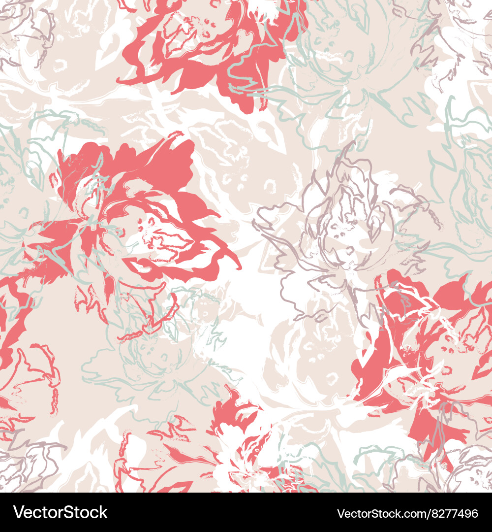 Seamless floral pattern white pastel roses Vector Image