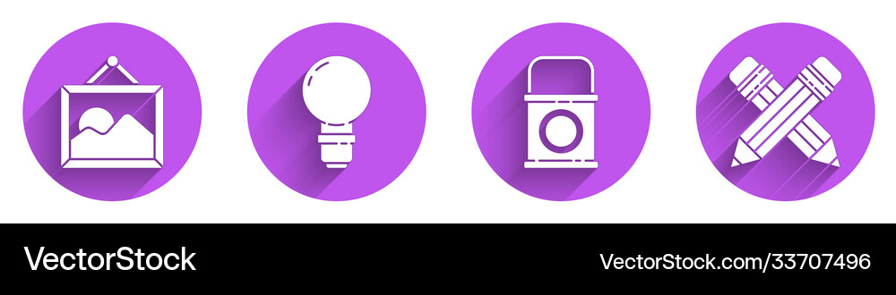 Set picture landscape light bulb paint bucket Vector Image