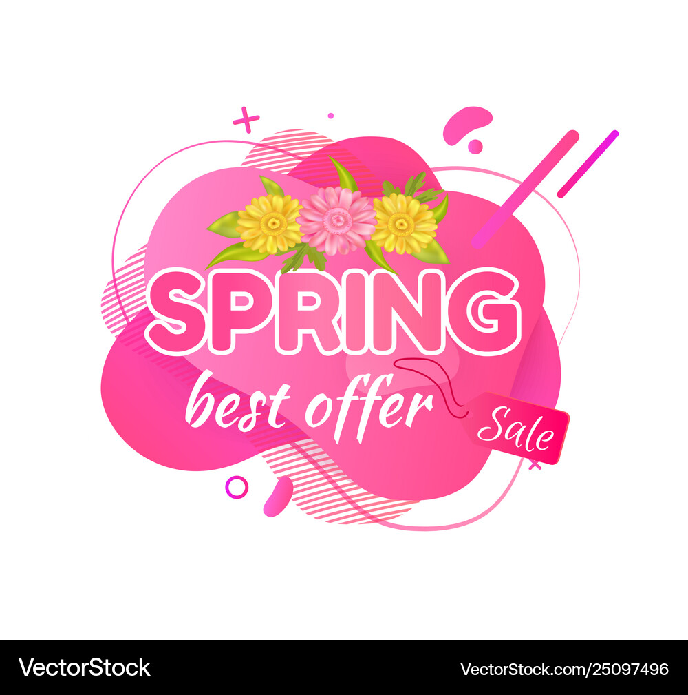Spring best offer banner with text and flowers Vector Image