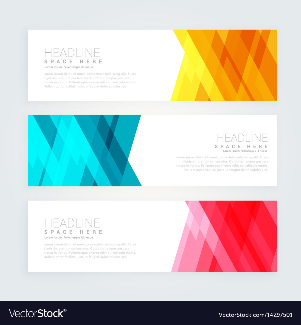 Abstract banners set with geometric shapes Vector Image
