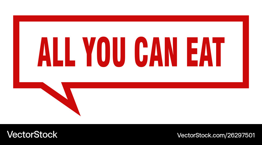 All you can eat sign square Royalty Free Vector Image