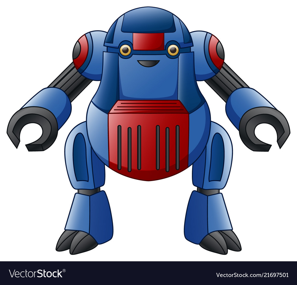 Blue robot character isolated on white background Vector Image