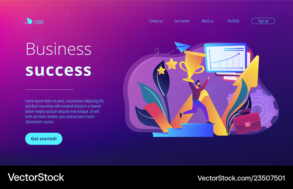 Business success concept landing page Royalty Free Vector