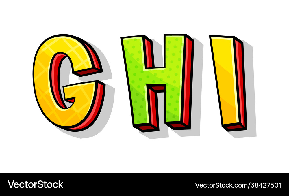 Colorful font with volume letters isolated Vector Image