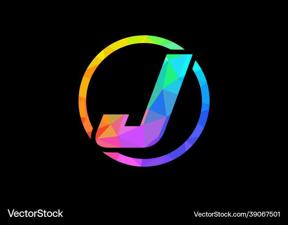Colorful initial letter j logo design in a circle Vector Image