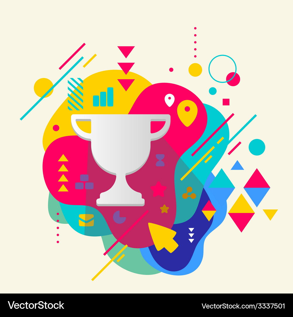 Cup winner on abstract colorful spotted background