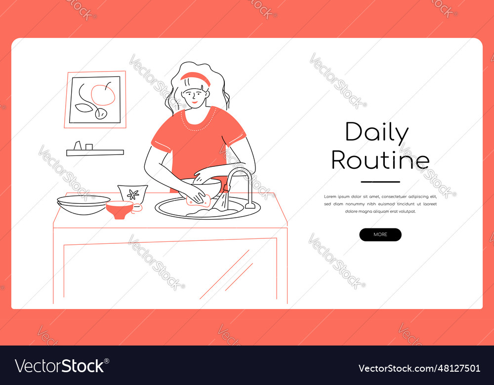 Daily routine - modern colorful flat design style Vector Image