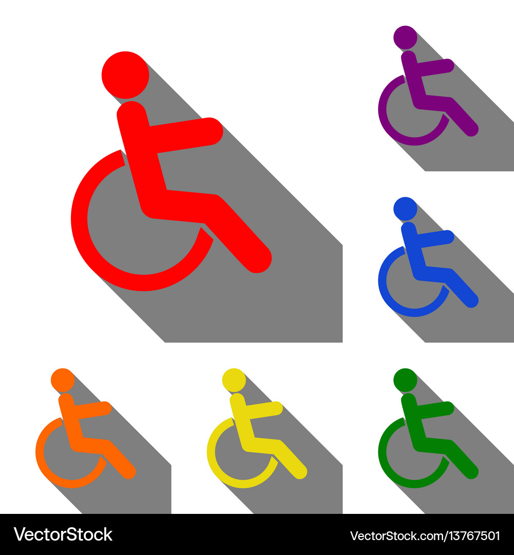 Disabled sign set of red orange Royalty Free Vector Image