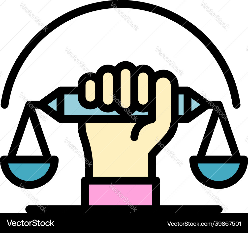 Hand balance justice icon color outline Royalty Free Vector