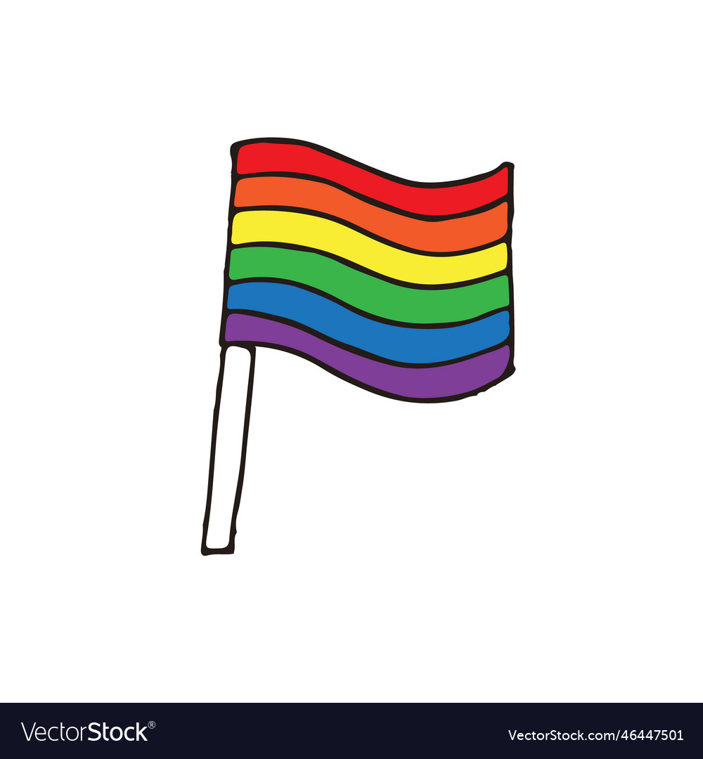 Hand drawn doodle sketch lgbt rainbow flag Vector Image