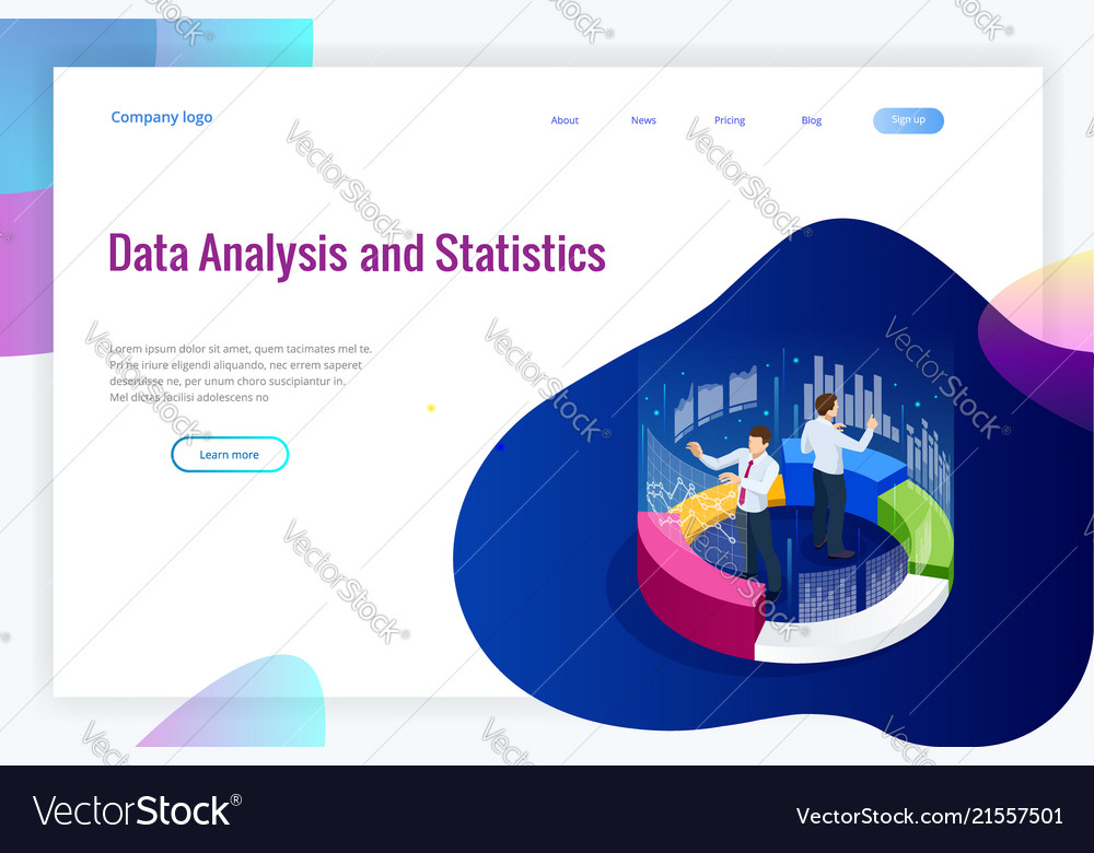 Isometric web banner data analysis and statistics Vector Image