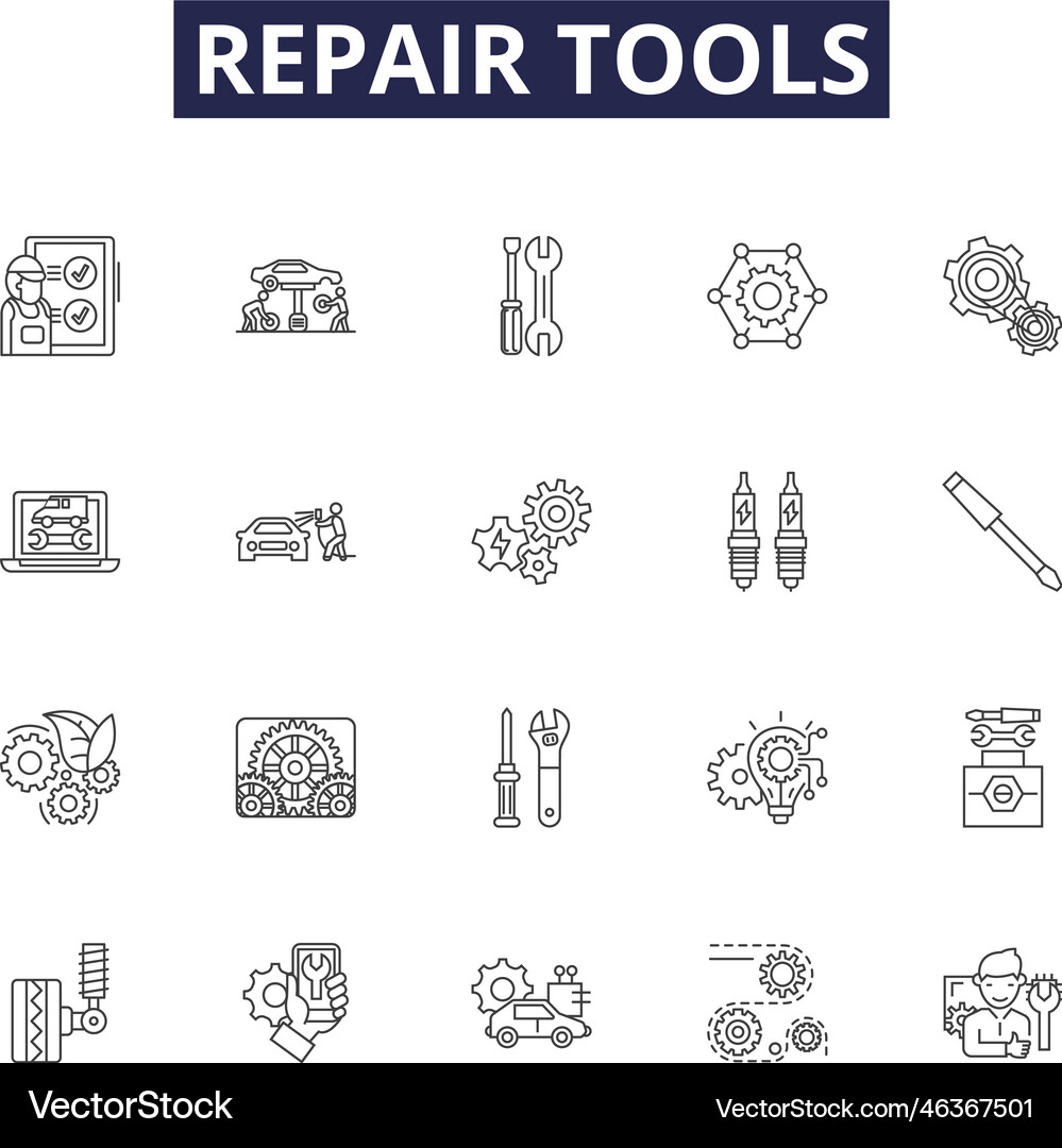 Repair tools line icons and signs Royalty Free Vector Image
