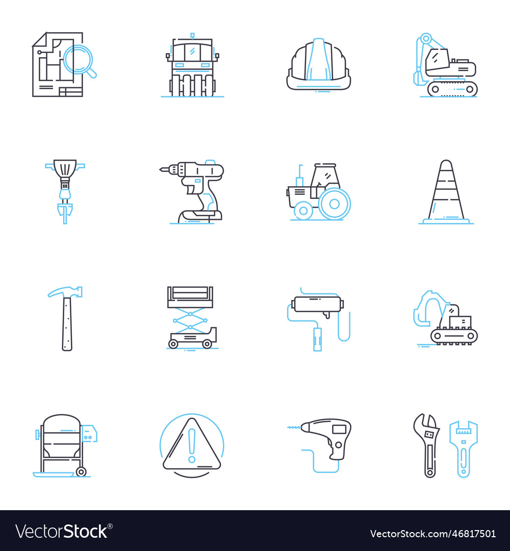 Solid Framework Linear Icons Set Structure Vector Image