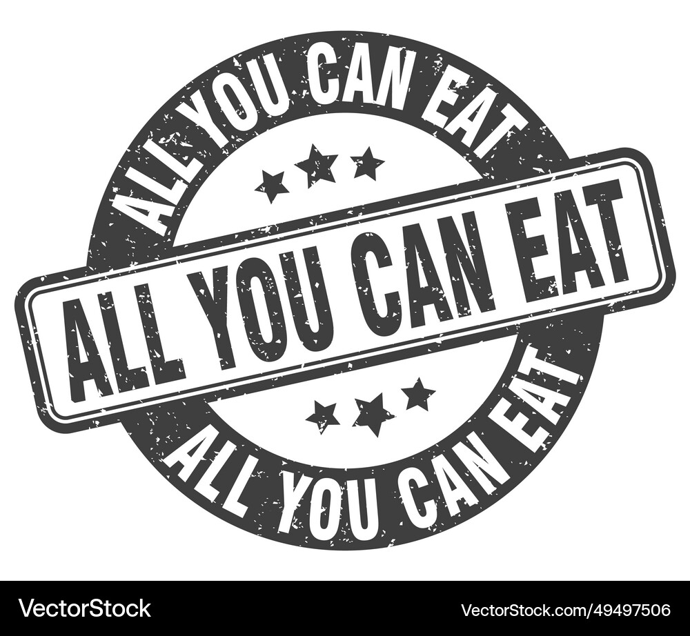 All you can eat stamp label round Royalty Free Vector Image