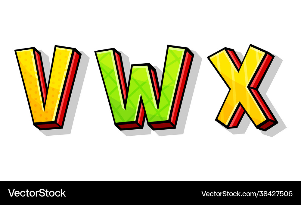 Colorful font with volume letters isolated Vector Image