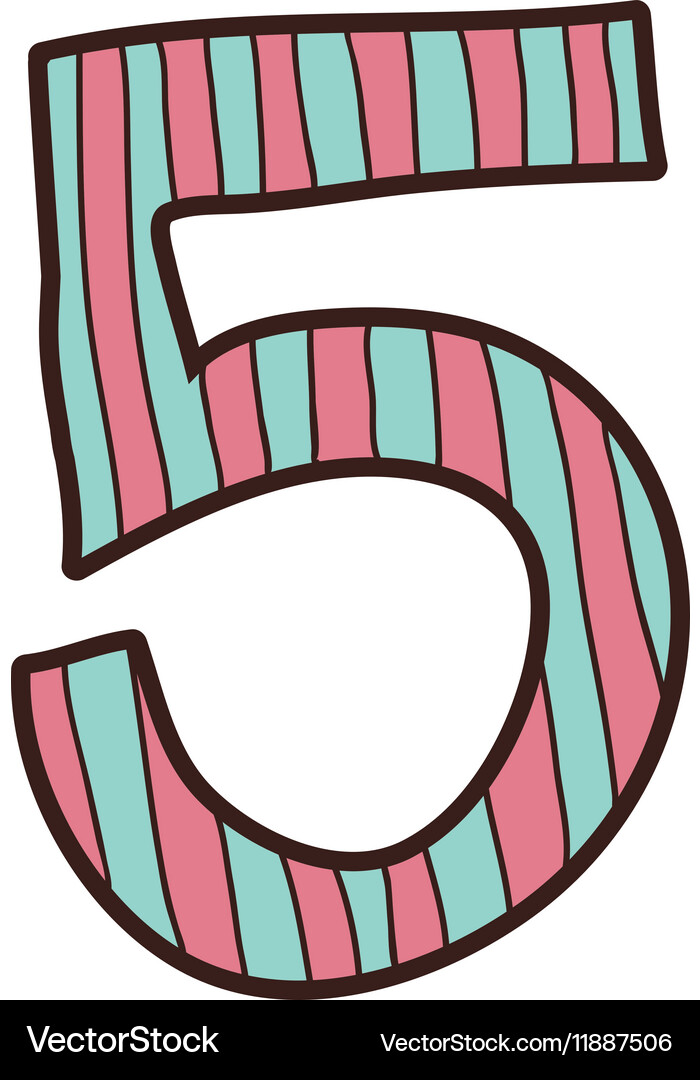 Colorful number five design over striped Vector Image