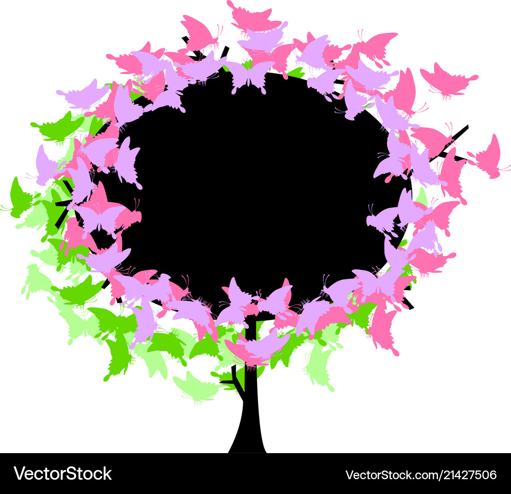 Colorful tree with lace butterflies Royalty Free Vector
