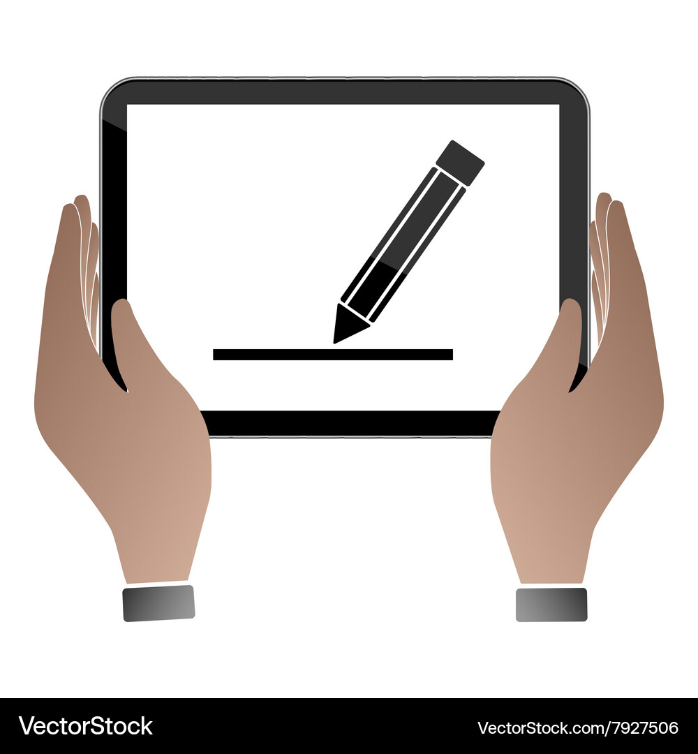 Hands hold and touch tablet pc Royalty Free Vector Image