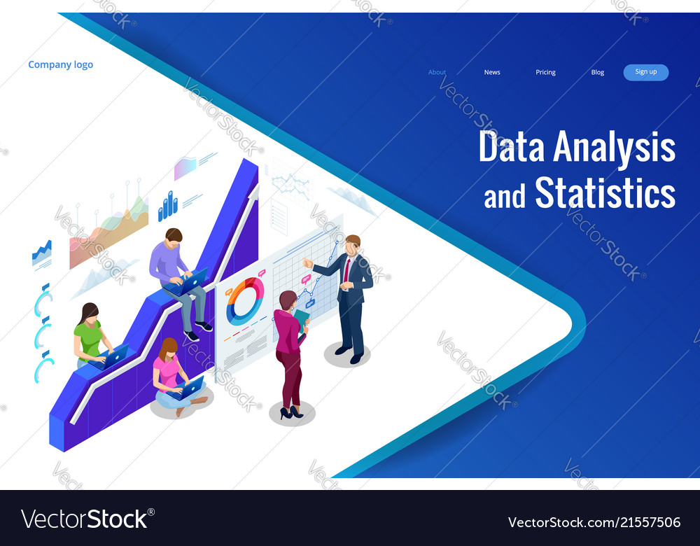 Isometric web banner data analysis and statistics Vector Image