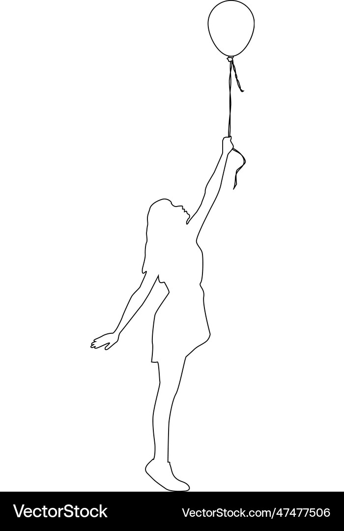 Person holding flying balloon Royalty Free Vector Image