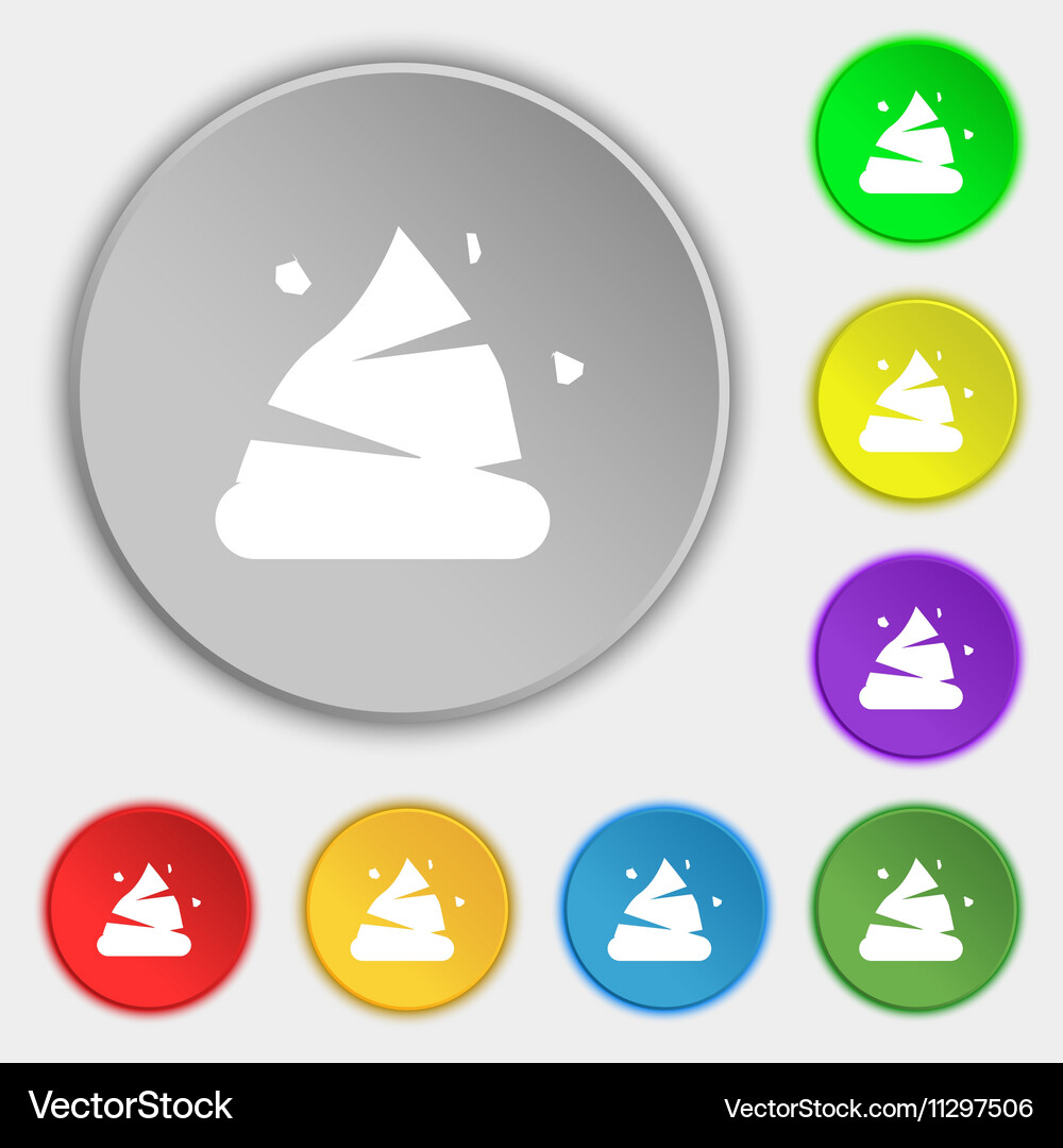 Poo icon sign Symbol on eight flat buttons Vector Image