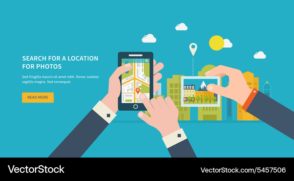 Search for a location on photos Royalty Free Vector Image