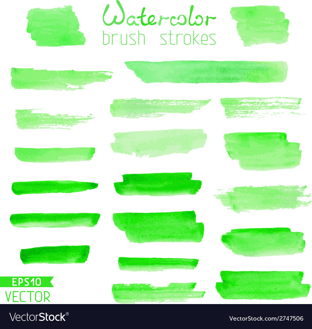 Set hand-painted brush strokes Royalty Free Vector Image