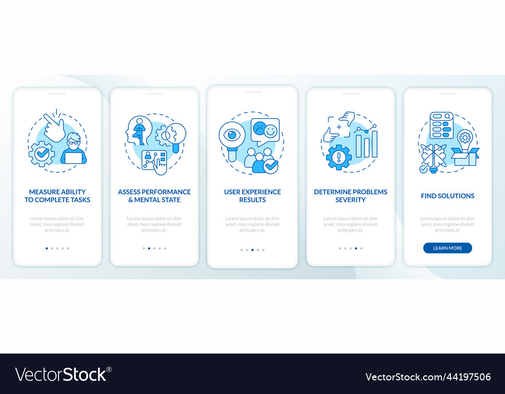 Usability Test Aims Blue Onboarding Mobile App Vector Image