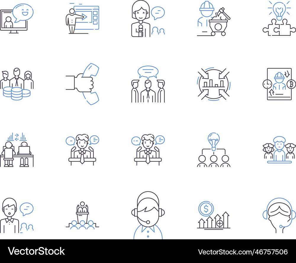 Workers outline icons collection employees Vector Image
