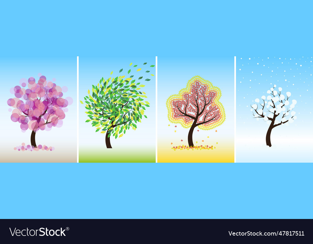 Abstract four season trees Royalty Free Vector Image