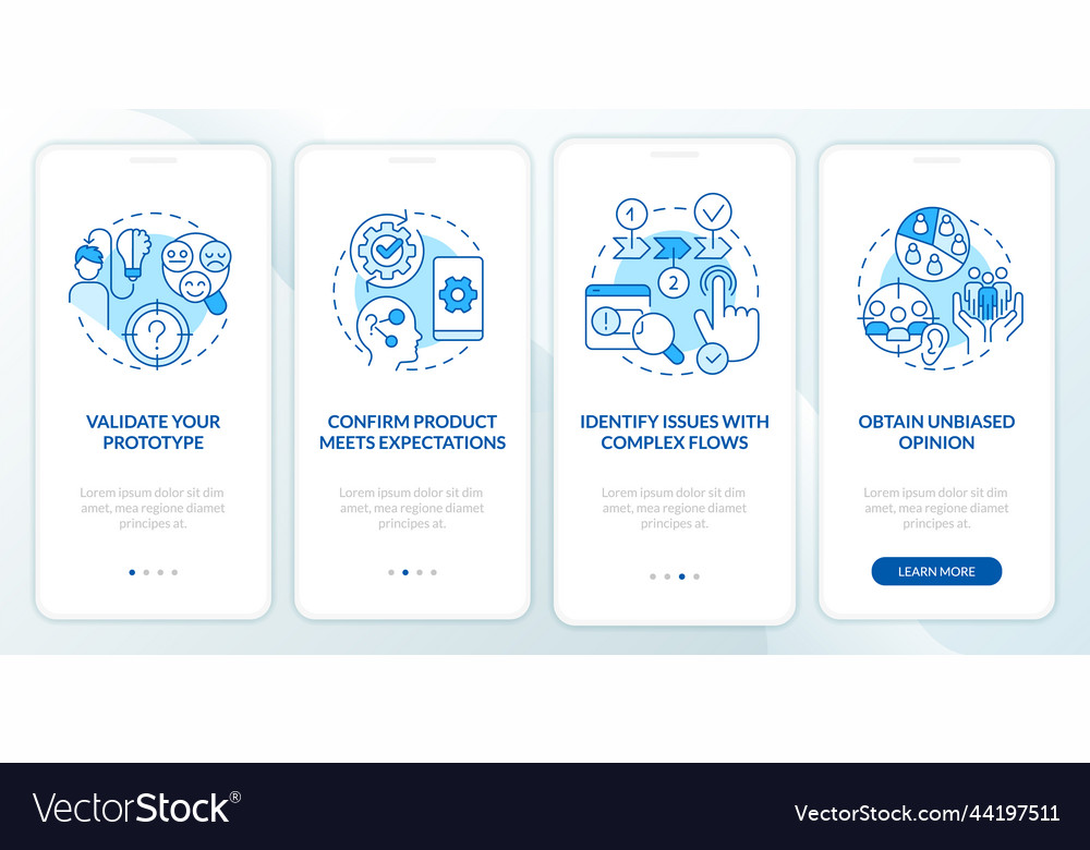 Advantages Of Usability Testing Blue Onboarding Vector Image