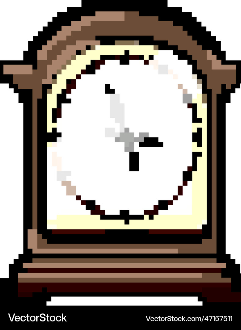 Antique clock vintage game pixel art Royalty Free Vector