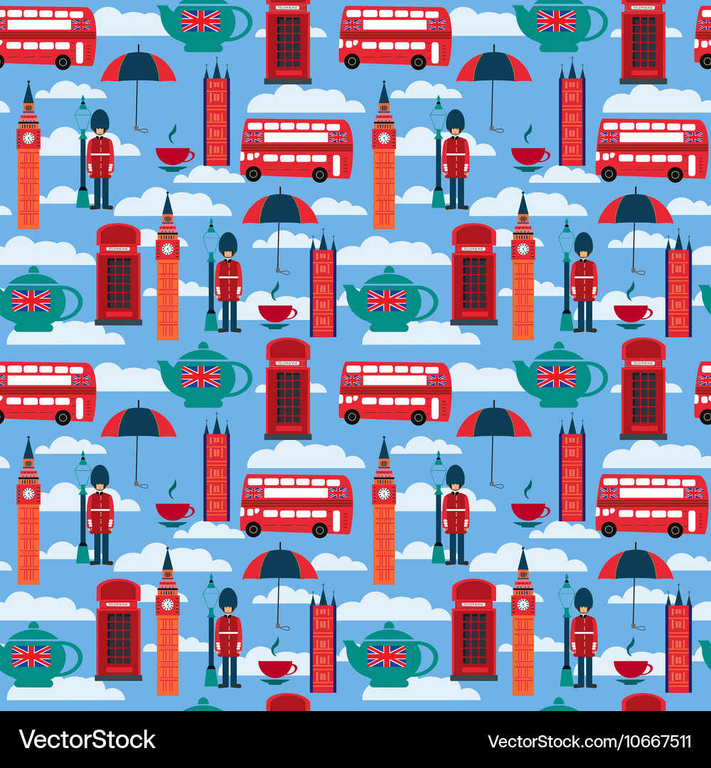Background with London landmarks and Britain Vector Image