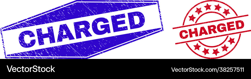 Charged corroded watermarks in round and hexagon Vector Image