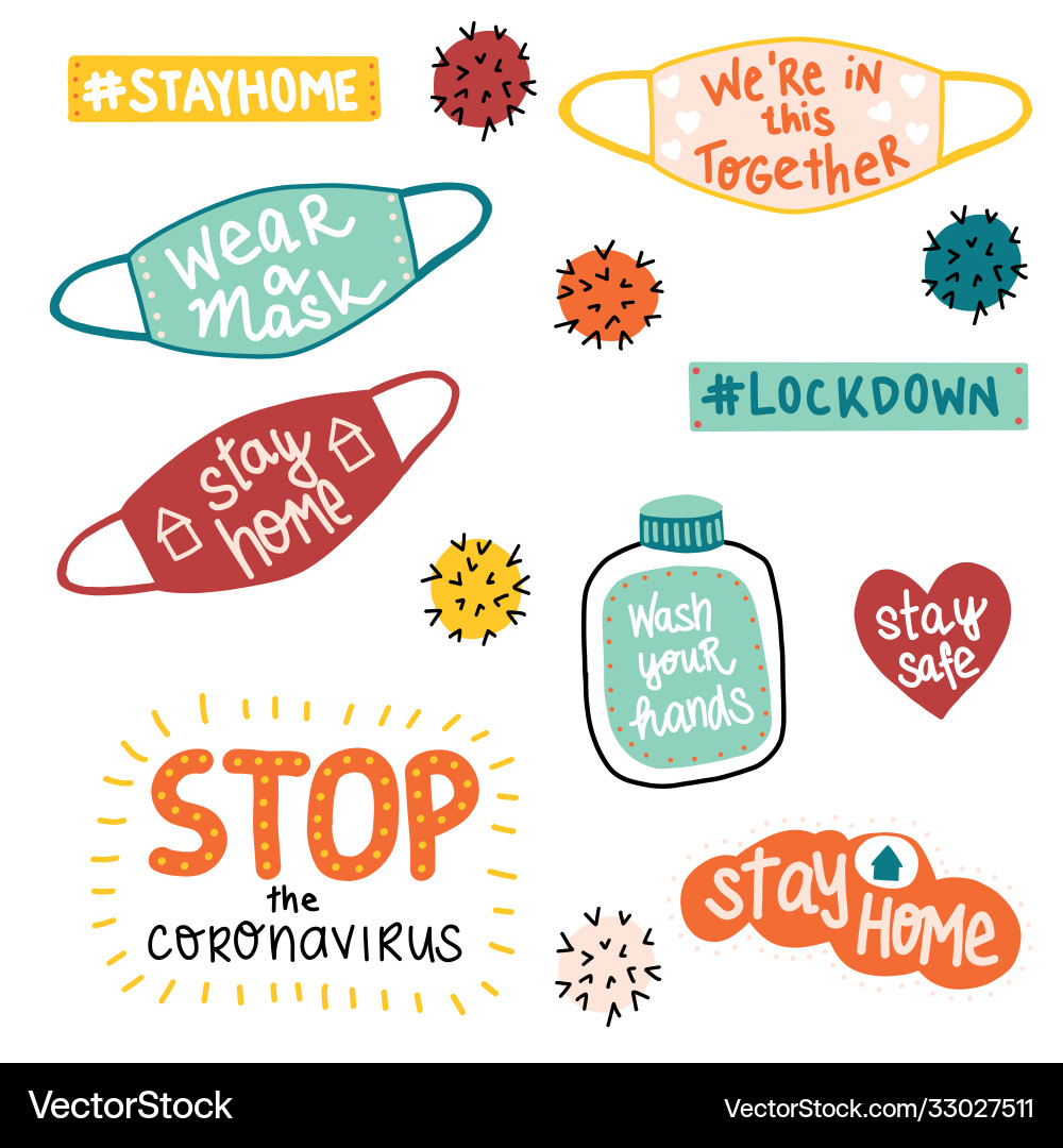 Coronavirus covid-19 letterings and other elements