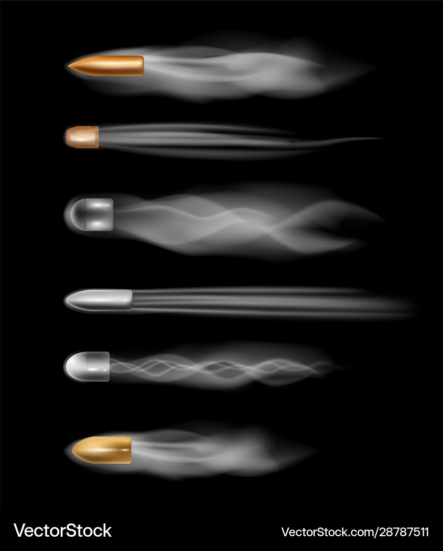 Flying Bullet with Fiery Trail Royalty Free Vector Image