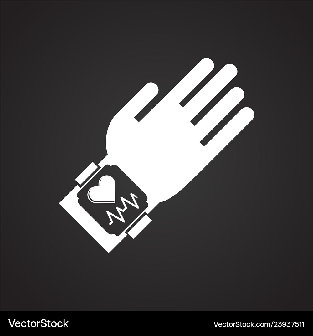 Heart rate app icon on black background Royalty Free Vector