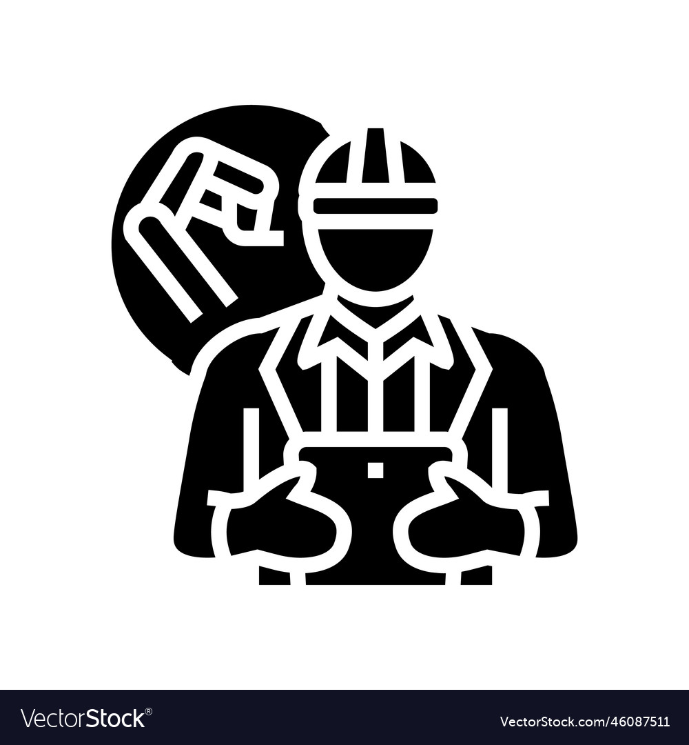 Industrial engineer worker glyph icon Royalty Free Vector Industrial engineer worker glyph icon Royalty Free Vector